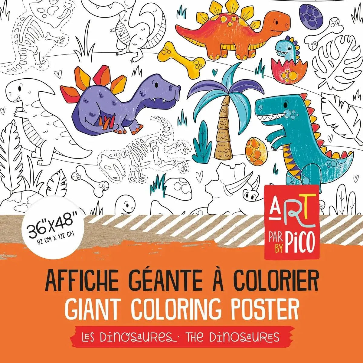Dinosaur Coloring Poster for Kids | PiCO Tatoo