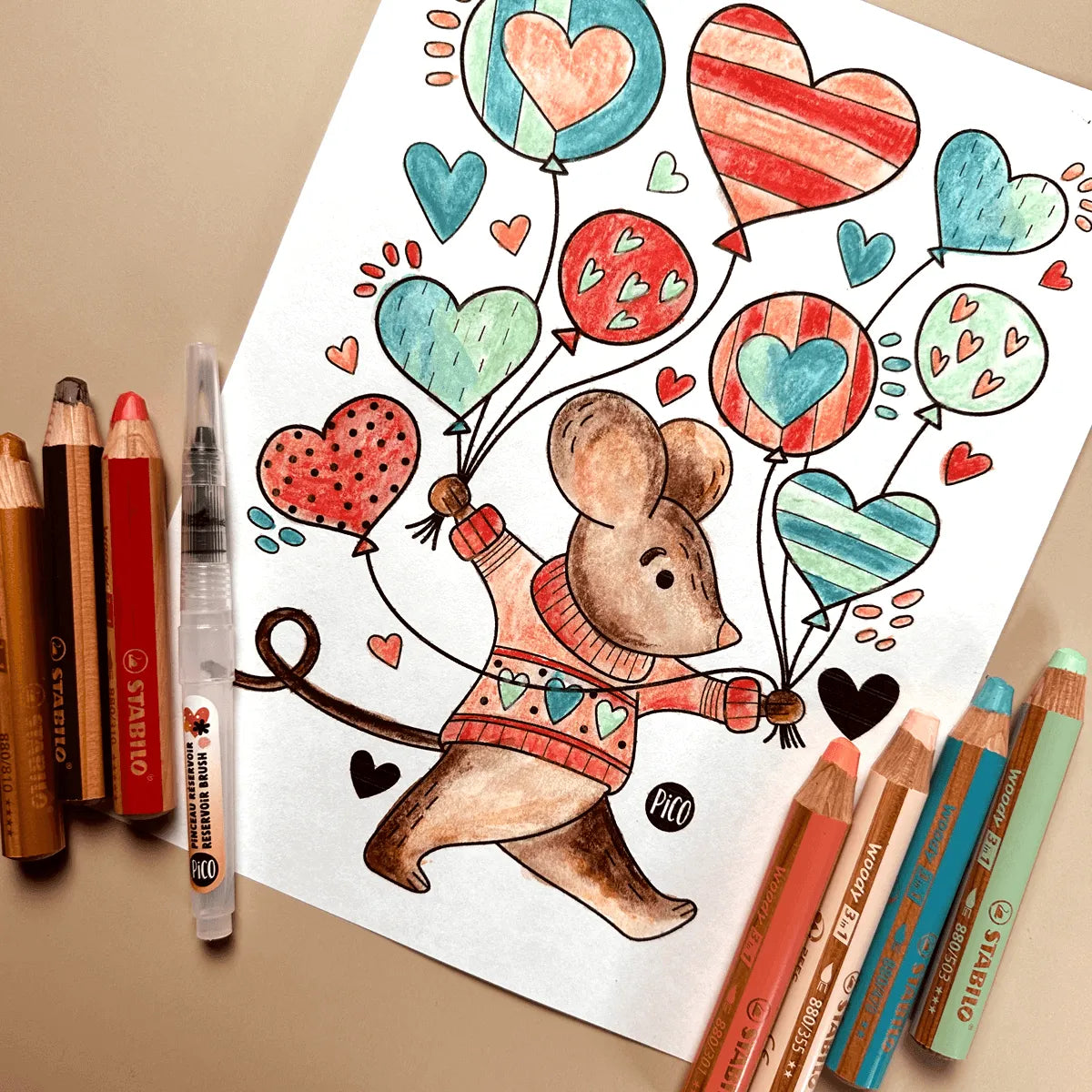 Adorable Love Mouse Coloring Page - Free Printables – PiCO Tatoo
