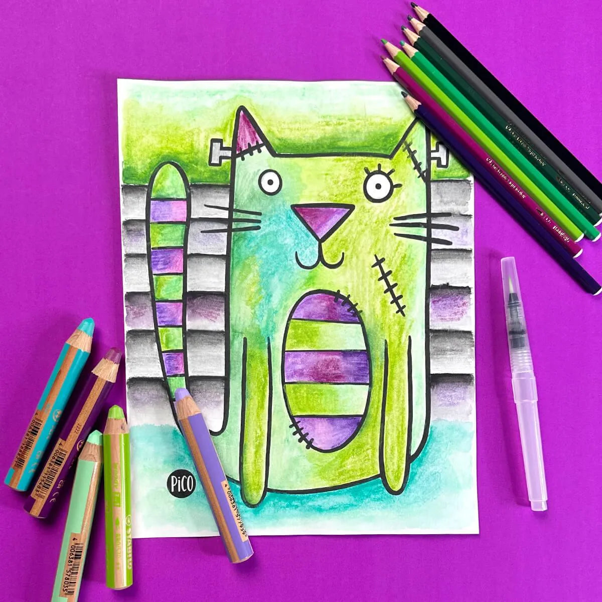 Halloween Franken-Cat Coloring Page - Free Printables – PiCO Tatoo