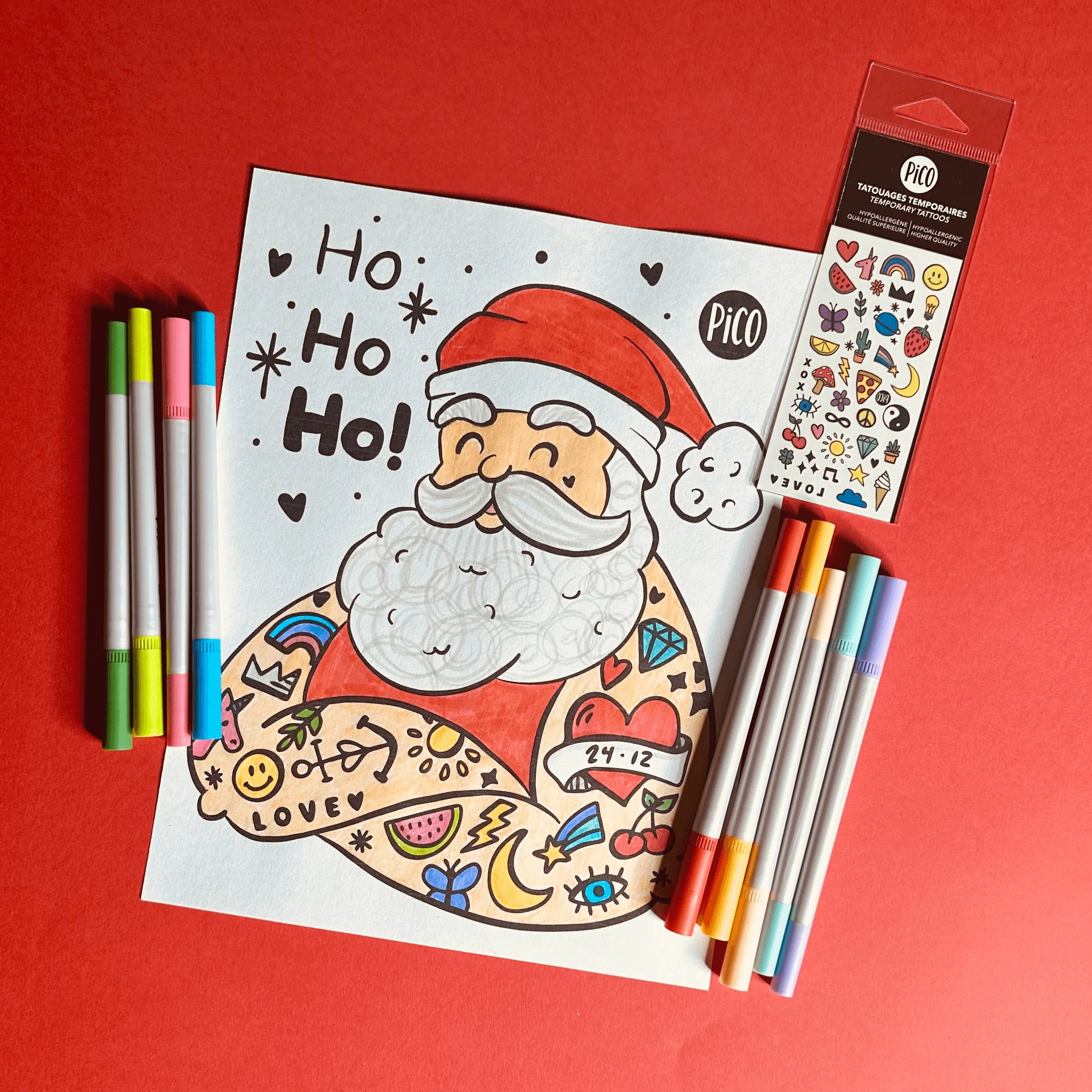 Unique Tattooed Santa Coloring Page - Free Printables – PiCO Tatoo